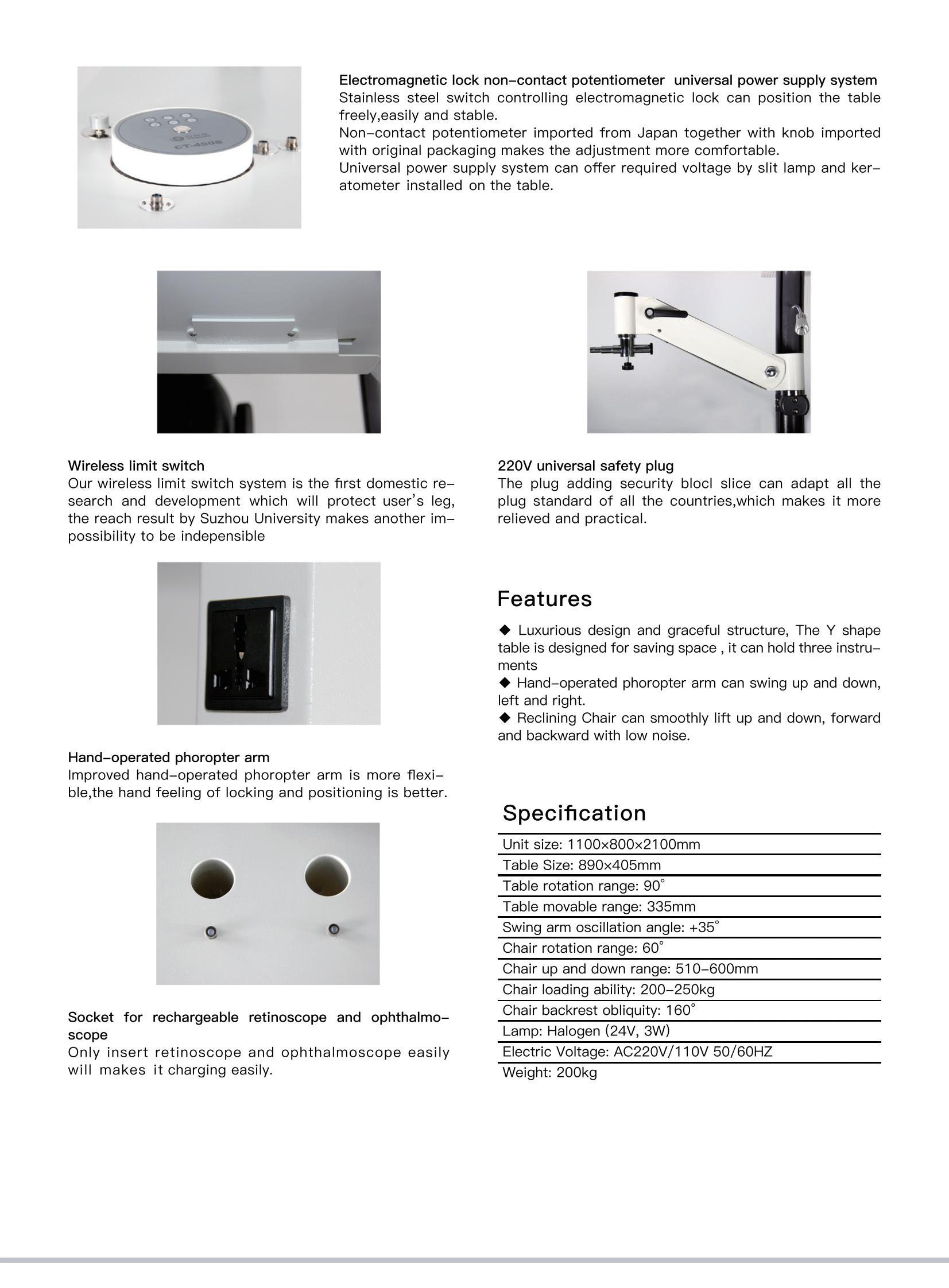 Ophthalmic Unit combined table and chair table combined units LED lamp ...